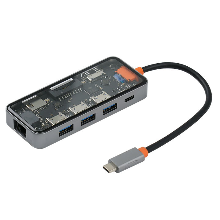 Transparent Type-C Dock USB Splitter Laptop Hub HDMI Network Port ...