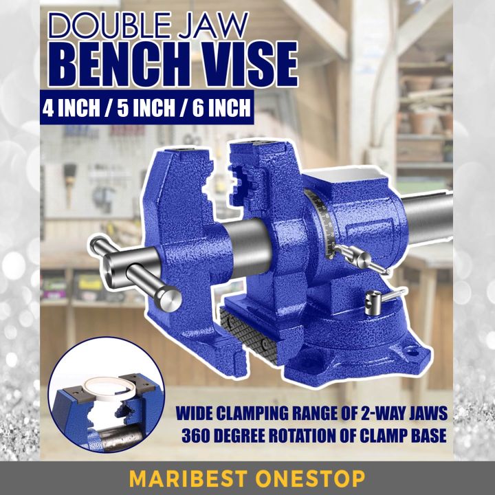 4" / 5" / 6" Swivel Base Bench Vise Heavy Duty Multi-Purpose Bench Vise Swivel Double Jaw ...