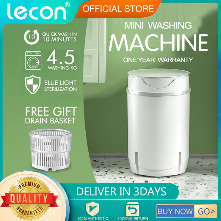 LECON Small Mini Washing Machine 4.5Kg Can Wash 5 Clothes One Time 250W ...