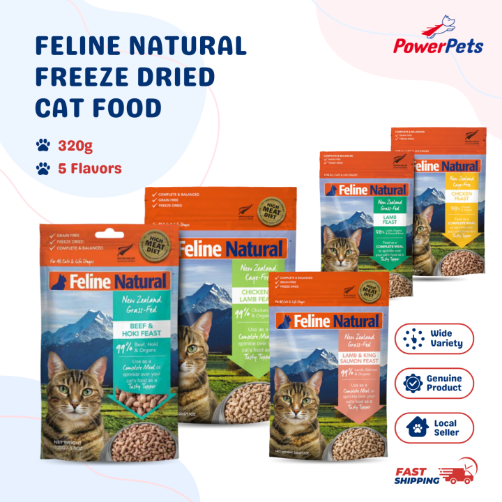Feline Natural Freeze Dried Cat Food 320g Lamb Chicken Salmon Beef