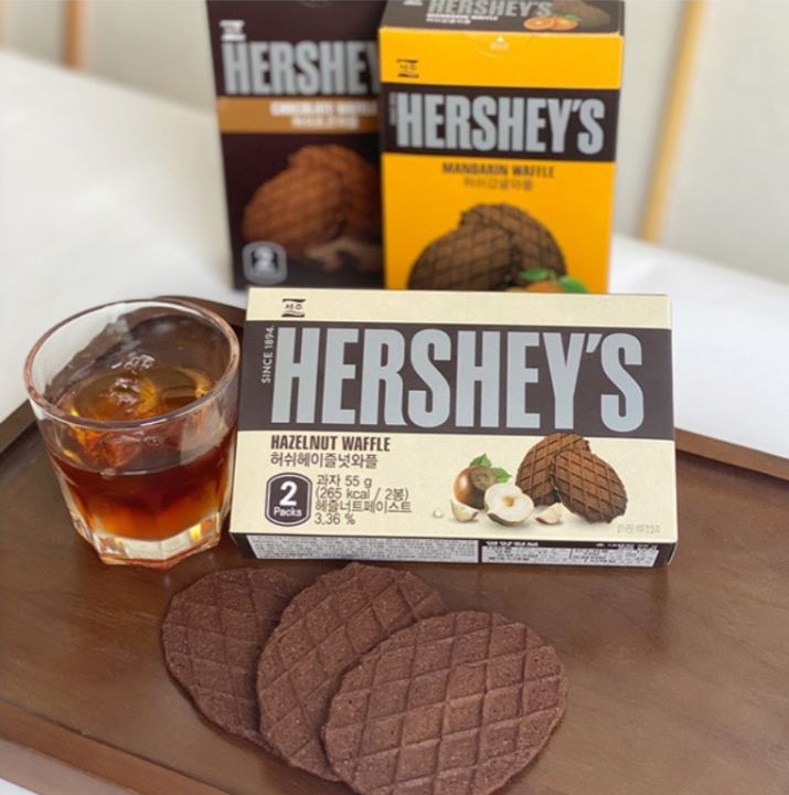 🇰🇷 Korea Hershey’s Hazelnut Waffle / Mandarin Waffl 55g 韩国 好时 榛子华夫饼 ...