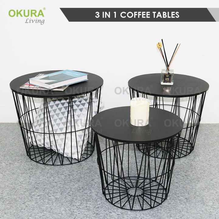 OKURA 3 in 1 Coffee Tables Storage Table Nest Table Bedside Table Home ...