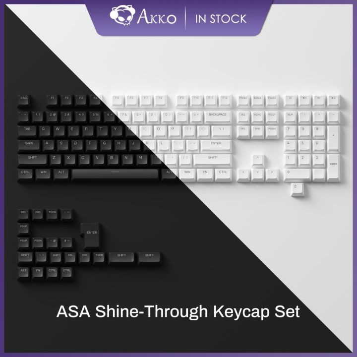 Akko ASA Shine-through Keycap Set 131-Key Transparent Backlit Keycaps ...