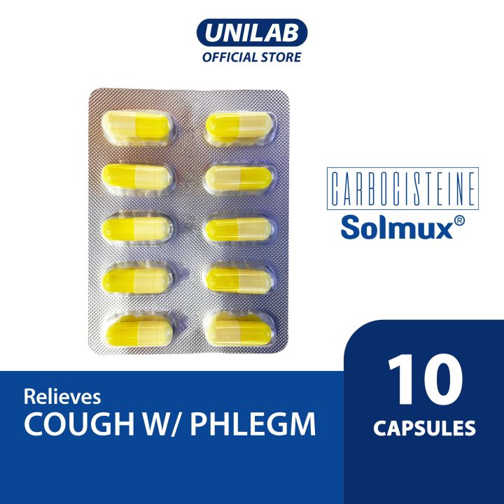 Unilab Solmux 500 mg 10 Carbocisteine Capsules - Fast and Trusted Relief from Cough with Phlegm ...