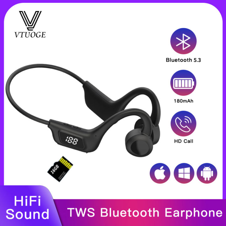 VTUOGE Bone Conduction Earphones Wireless Bluetooth 5.3 Headsets ...
