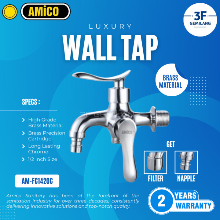 AMICO Premium - Kran Cabang Shower Bak Mandi Double Tembok Kran Air 1/2 ...