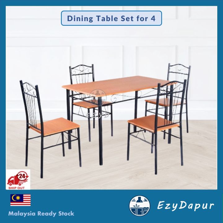 EZYD Dining Set 1 + 4 Dining Table Set 4 Meja Makan 4 Kerusi Dining ...