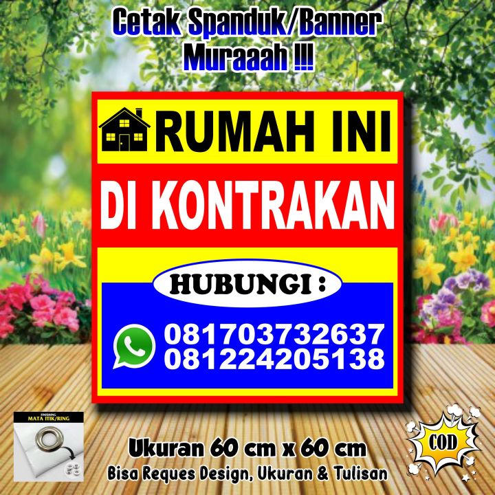 Spanduk Banner Rumah Di Kontrakan ukuran 60 cm x 60 cm | Lazada Indonesia