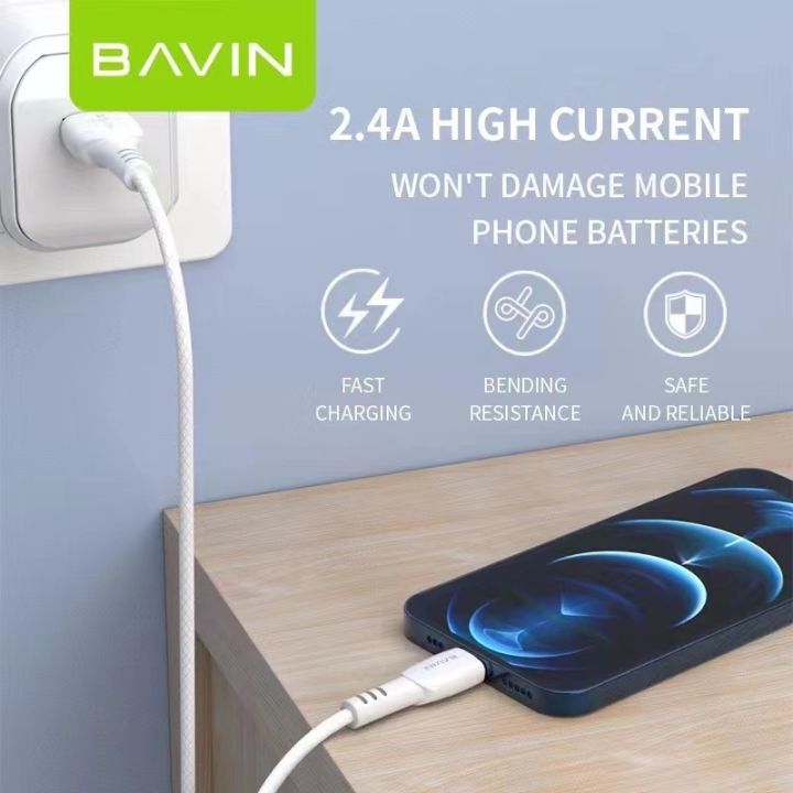 BAVIN CB221 2.4A USB Fast Charging Round Powerful Data Cable For ...