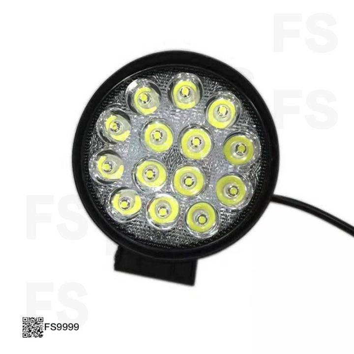 สปอร์ตไลท์กลมแสงสีขาว12V-24V 14LED 42W (มอเตอร์ไซค์และรถยนต์) | Lazada ...