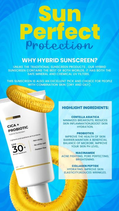 Cica + Probiotic Hybrid Sunscreen FDA Approved | Lazada PH