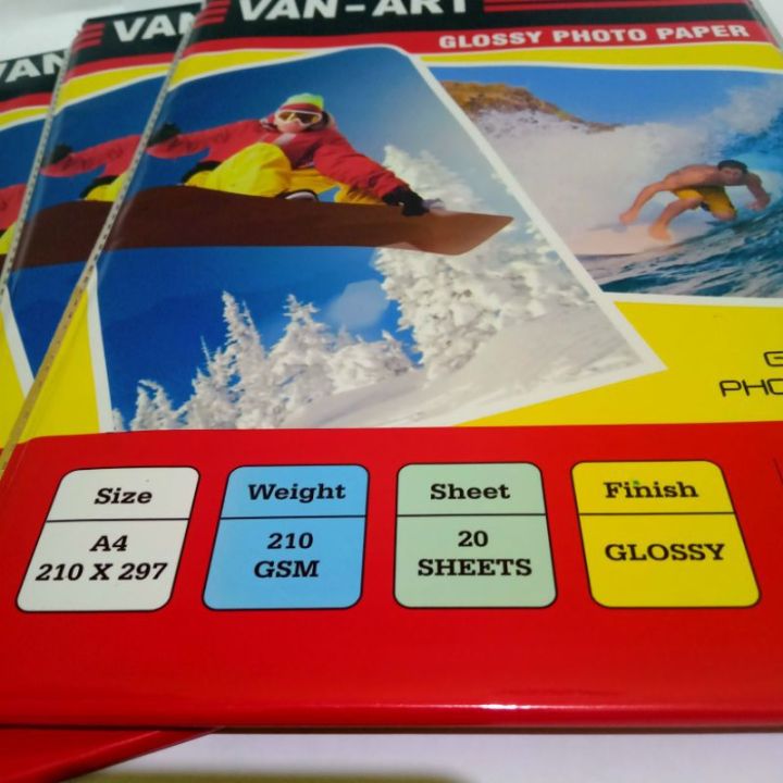 SATU PACK 20 LEMBAR Kertas Photo Glossy A4 210 Gsm Van-Art Vanco | Lazada Indonesia