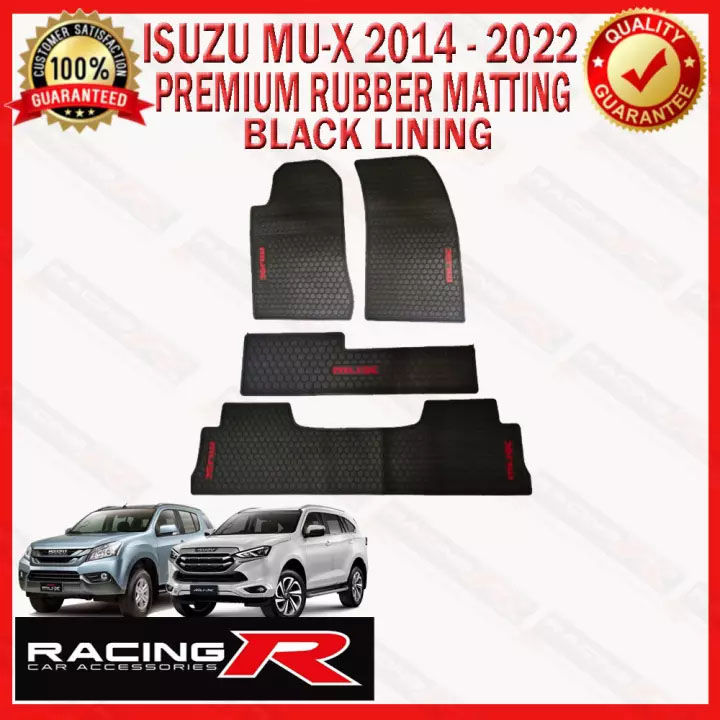 Isuzu Mux 2014 to 2024 OEM Premium Rubber Matting ( Mu-x ) ( Black Lining ) ( Car Accessories ...