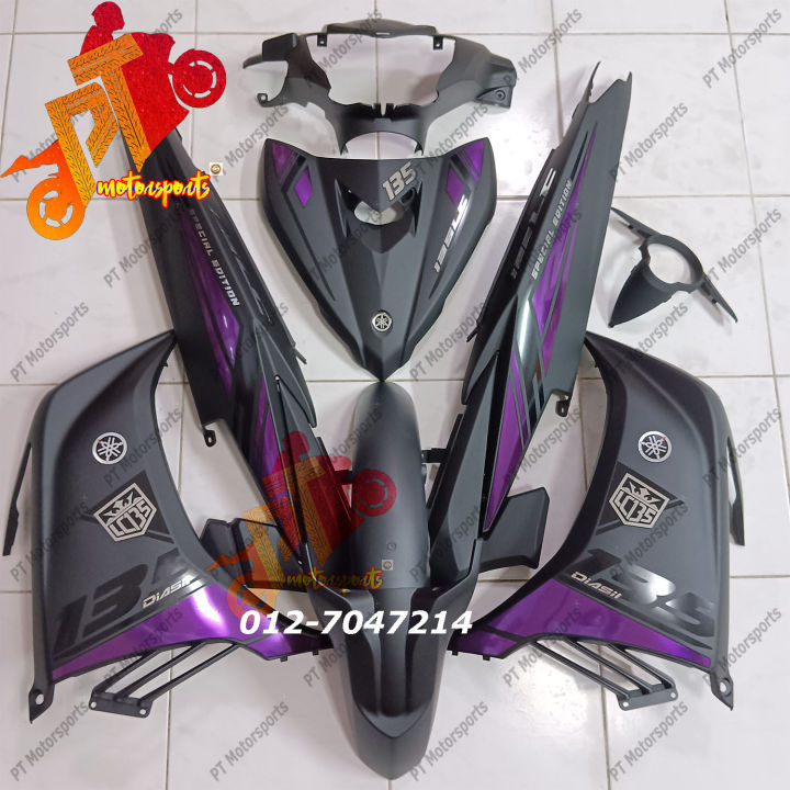 Yamaha LC 135 Black Kilat / Matt Black Cover Set Special Edition Sticker Black Purple 135 V2 V3 ...