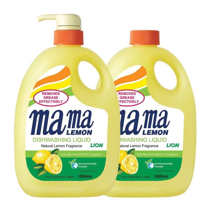 Mama Lemon Natural Lemon Fragrance Dishwashing Liquid with Refill Pack ...