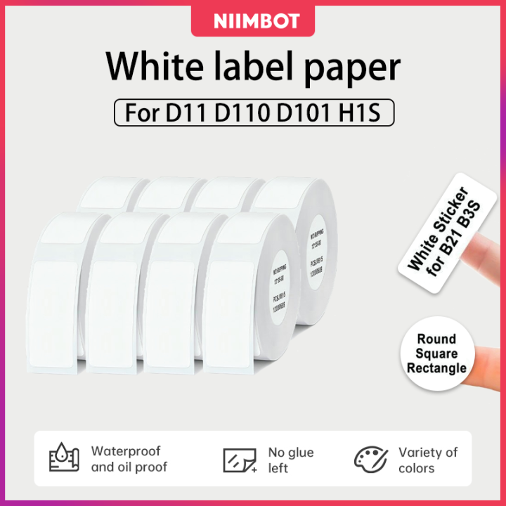 Niimbot D11/D110/D101/H1S Pure Color Label Paper Barcode Price Size Name White Labels Waterproof ...