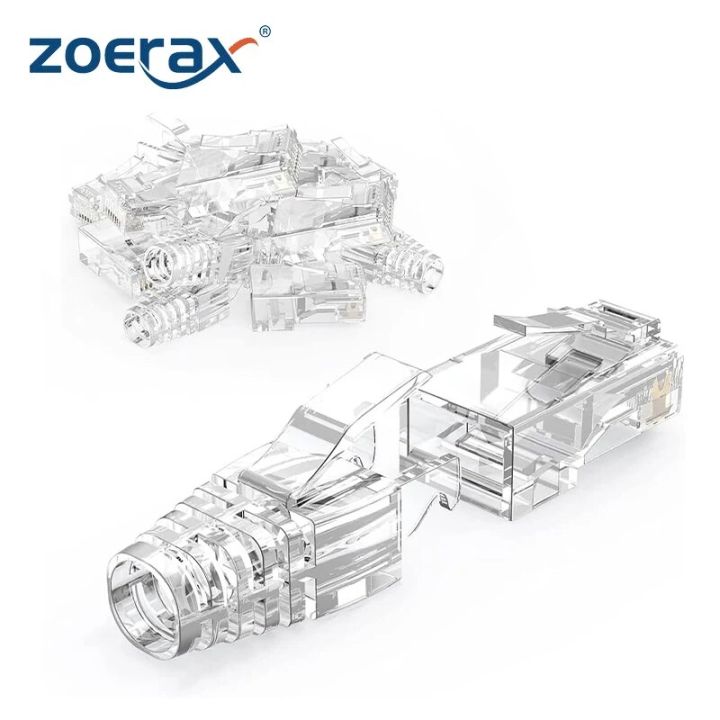 ZoeRax RJ45 Cat6 Pass Through Connectors and Strain Relief Boots, EZ to ...