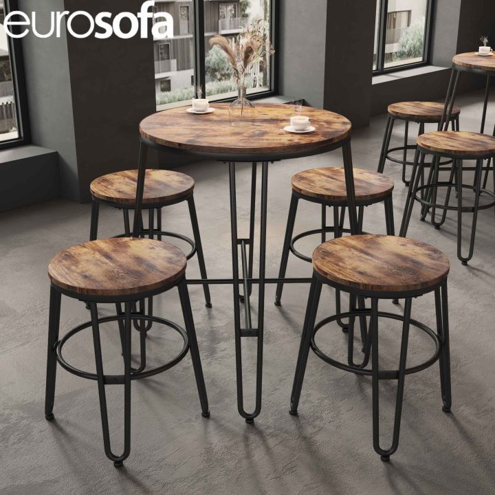 Eurosofa Cafe Table Industrial Wind Chair Round Table Solid wood ...