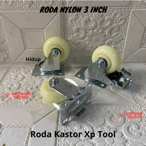 Roda Nylon Medium Duty 3" Inch (Mati Hidup Rem) Roda Kastor Troli Wheel Gerobak | Lazada Indonesia