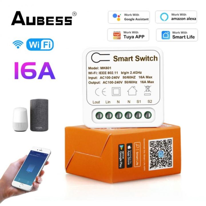 Aubess MINI Smart WiFi Light Switch 2-way Breaker Home Automation DIY ...