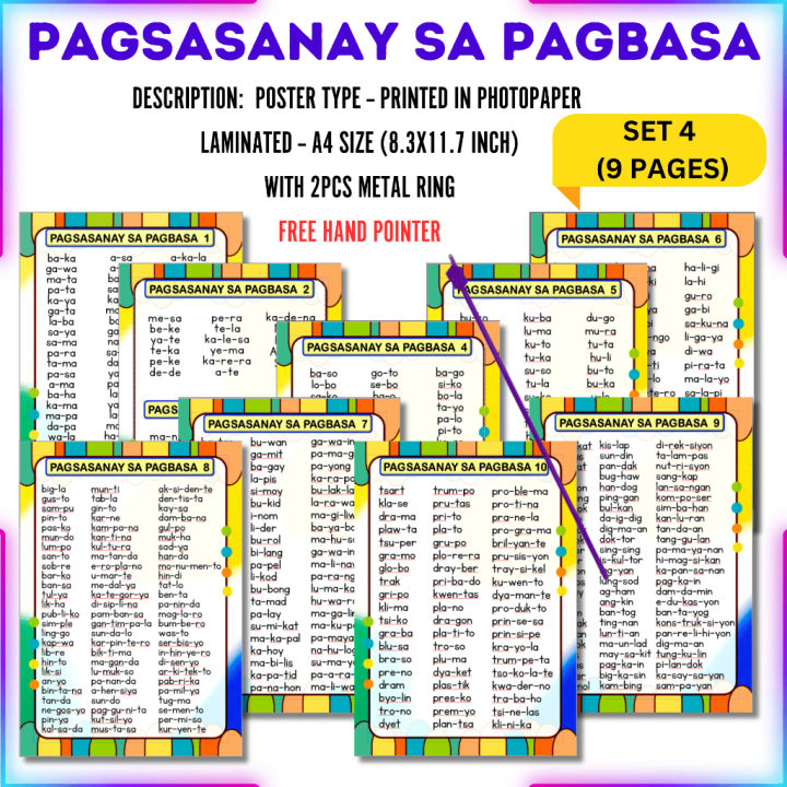 Reading chart abakada educational chart laminated unang hakbang sa ...