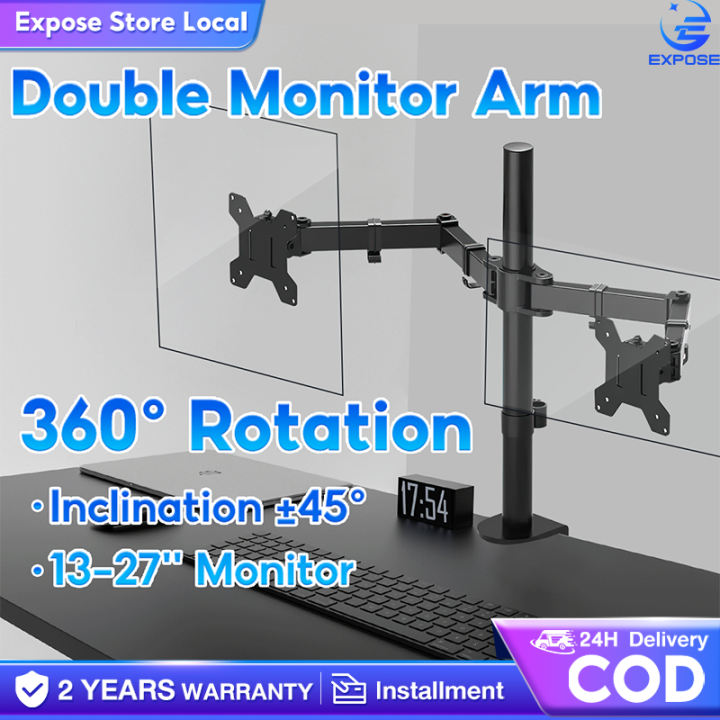 Monitor stand arm dual Desktop Mount Bracket 17-32 Inch Adjustable Full ...