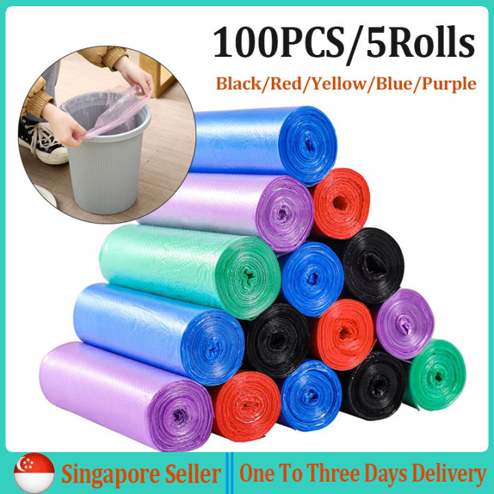 100Pcs/5Rolls Disposable Plastic Trash Bag Garbage Bag Waste Bags ...