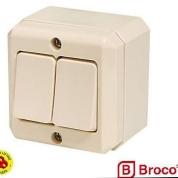 BROCO OB SAKLAR SERI GANDA SEGI CREAM OUTBOW DOUBLE SWITCH TEMPEL KAYU ...