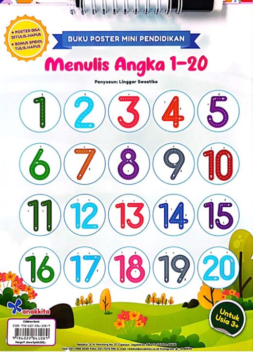 BUKU POSTER MINI PENDIDIKAN : MENULIS ANGKA 1-20 | Lazada Indonesia