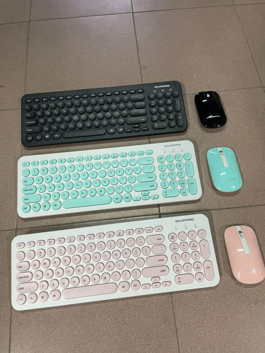 ONE SET COMPUTER KEYBOARD+MOUSE CUTE PATTERN BUTTON ROUND WIRELESS ...