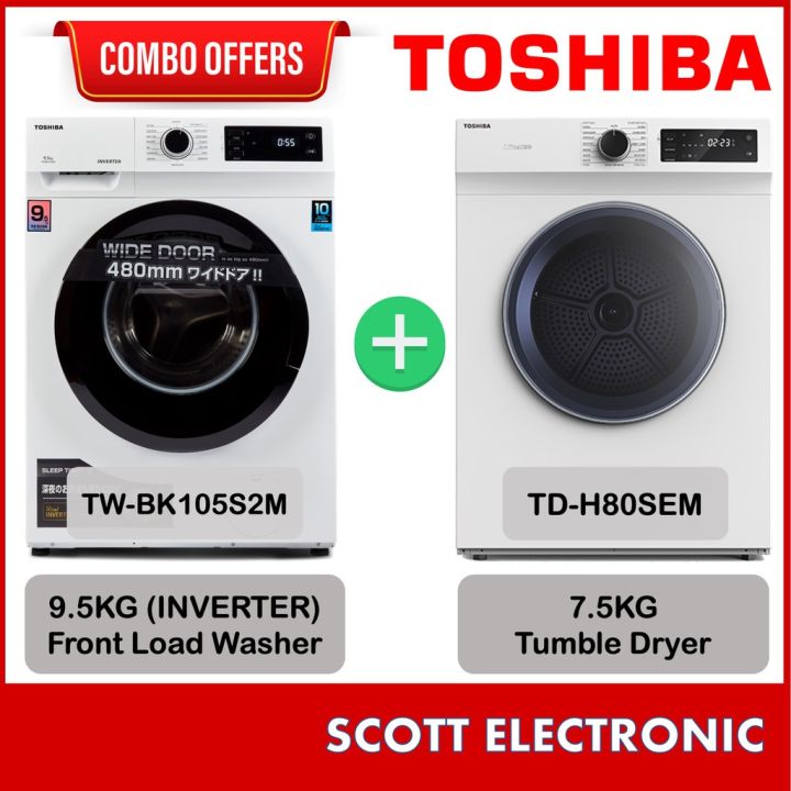 Toshiba 8.5kg front load real inverter Washer washing machine TW-BH95S2M (wk) | Lazada PH
