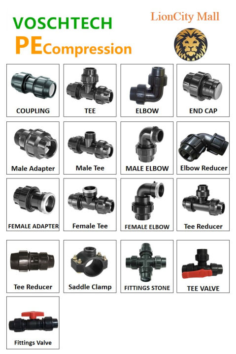 PE Compression COUPLING REDUCER 1/2'' 3/4'' 1'' 1PCS&5PCS VOSCHTECH ...