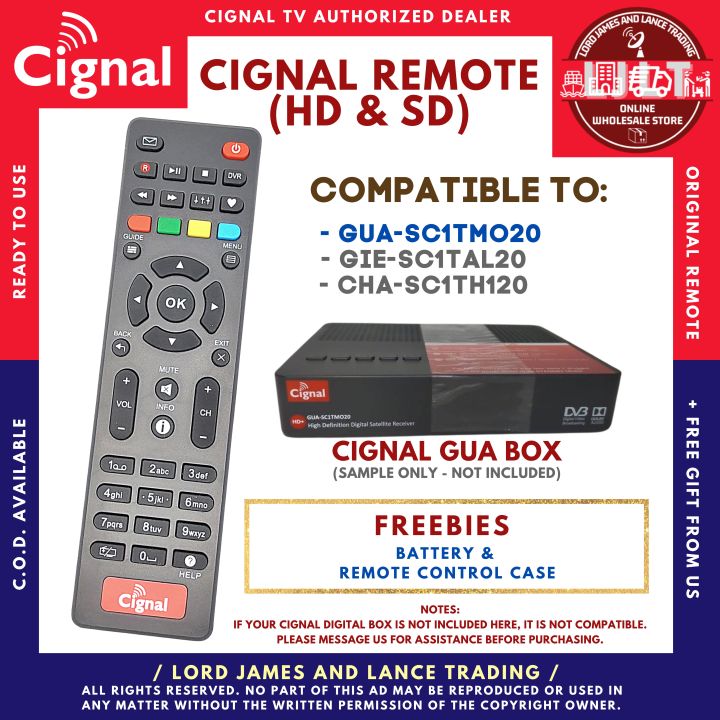 Cignal Remote Replacement GUA-SC1TMO20 +FREE Batteries & Remote Control ...