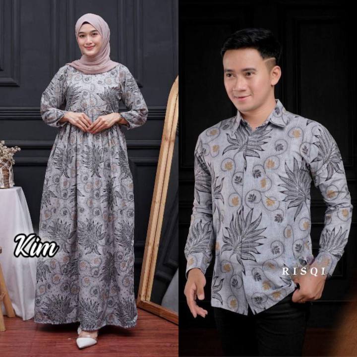 Batik Couple - Baju Batik Couple Kemeja Panjang Gamis Maxi Tali Samping ...