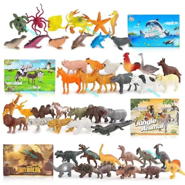 10 pieces/set mini wild animal farm animal dinosaur poultry simulation ...
