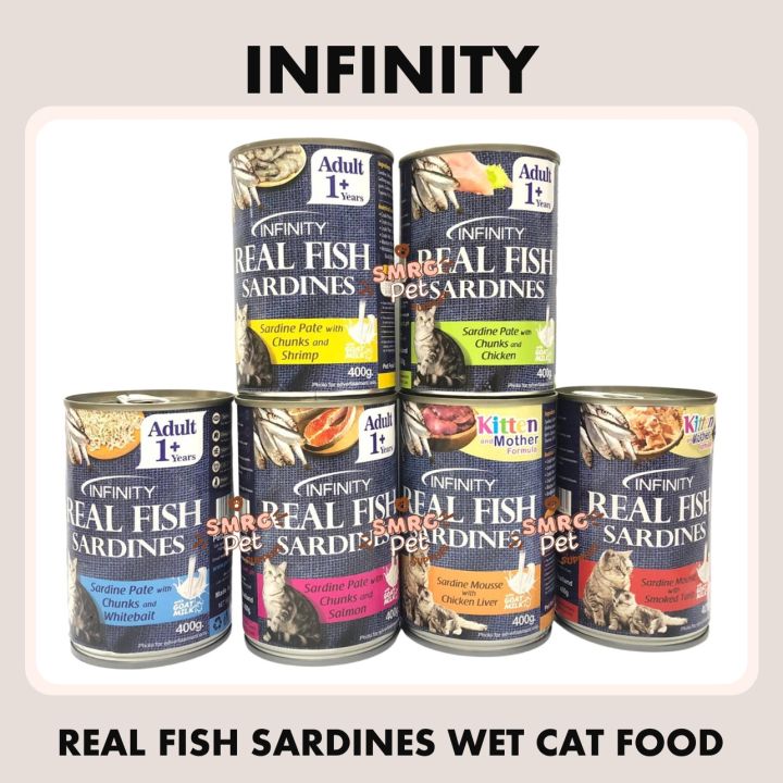 Infinity Real Fish Sardines Wet Cat Food in Can 400g Sardine Mousse ...