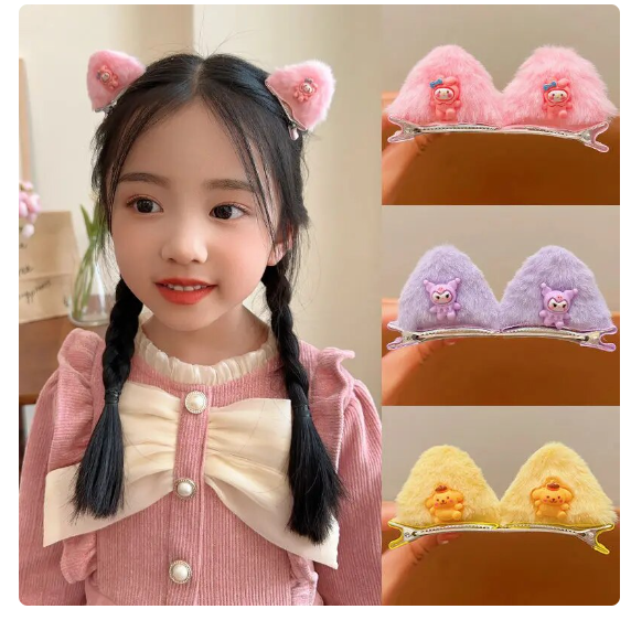 HKH Anime SanrioCinnamoroll Plush Hair Clip Cartoon Cute Cat Ears Clip ...