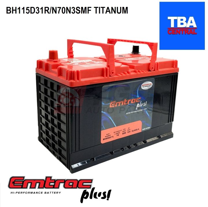 EMTRAC PLUS TITANUM BH115D31R/N70/3SMF CAR BATTERY QR-2182877 | Lazada PH