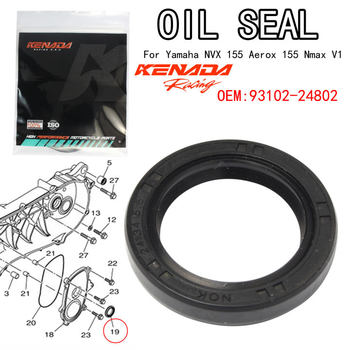 Kenada Racing Yamaha Genuine Pulley Side Oil Seal 93102-24802 AEROX V1 V2 NMAX V2 | Lazada PH