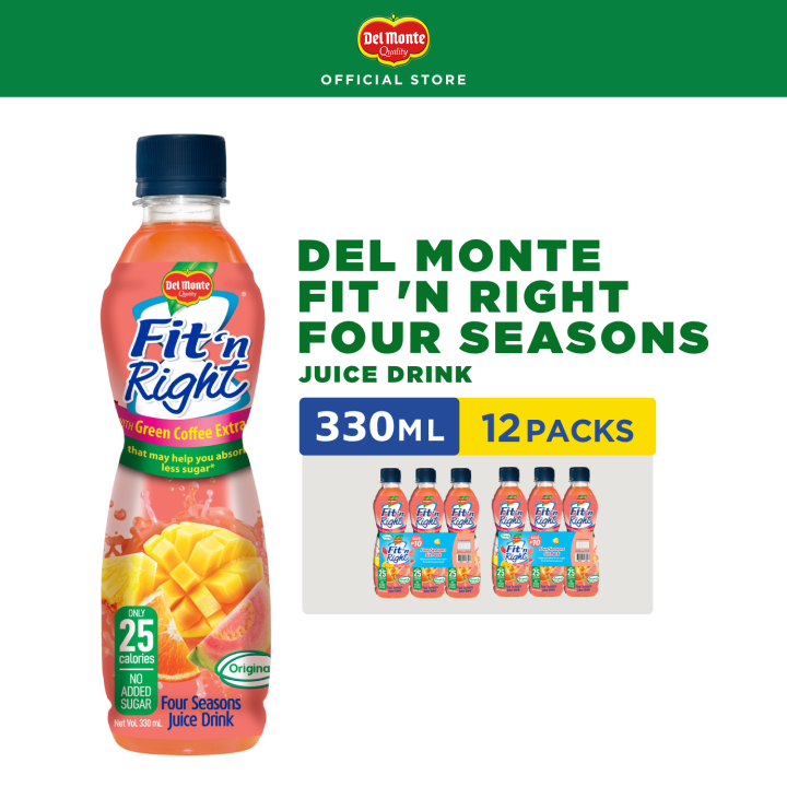 DEL MONTE FIT ‘N RIGHT Four Seasons Juice Drink That May Help You Absorb Less Sugar - 330ml x 12 ...