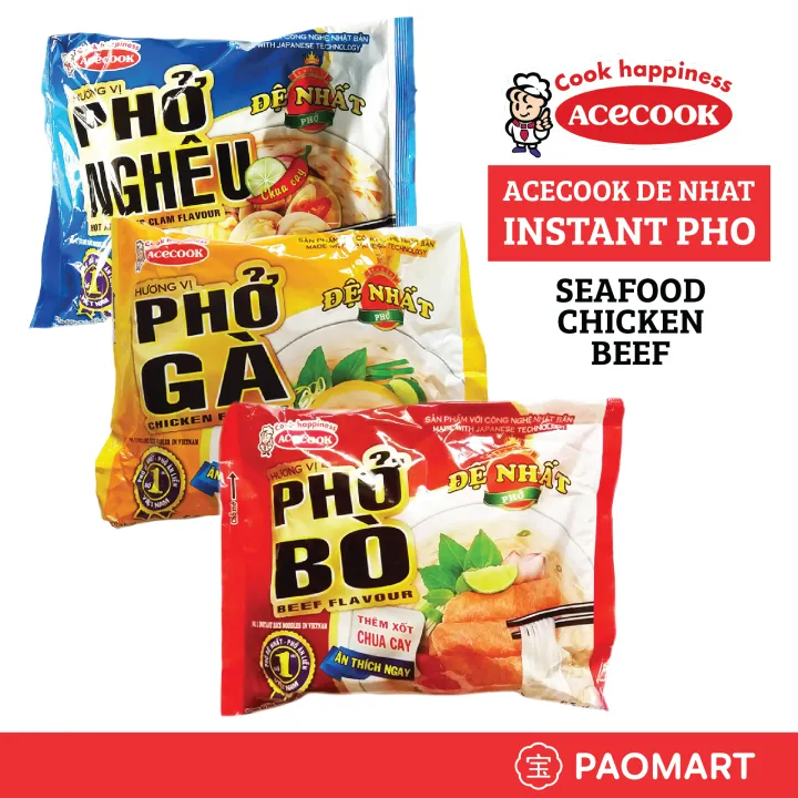 Acecook De Nhat Instant Pho Rice Noodle Soup from Vietnam - Beef ...
