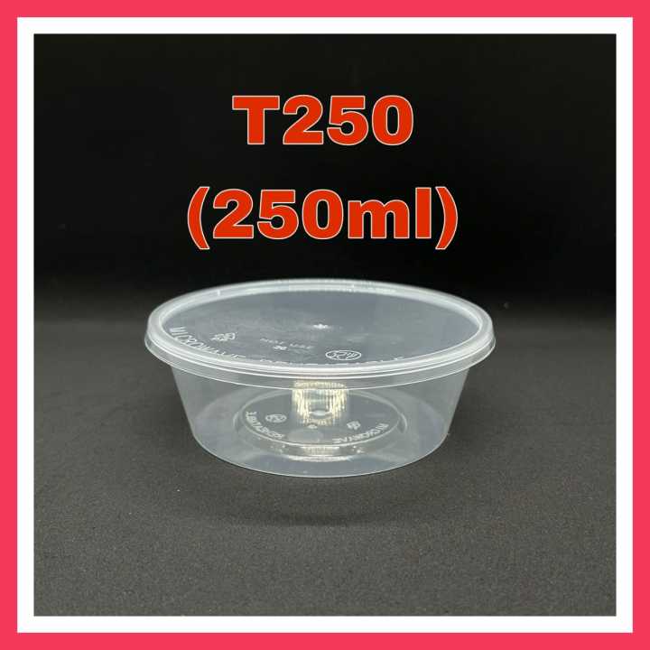 Round Container T250 , 250ML Container With LID (50Pics+-) | Lazada