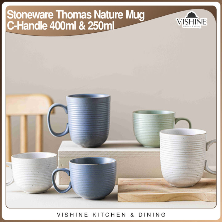 VISHINE Stoneware Thomas Nature Coffee Mug Ribbed Mug With C-Handle ...