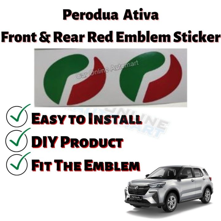 Perodua ATIVA - RED GREEN STICKER LOGO 2 PCS (Front & Rear Sticker ...