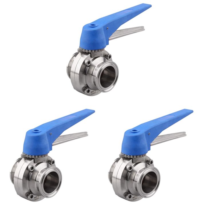 (GJTQ) 3X Butterfly Valve with Blue Trigger Handle Stainless Steel 304 ...