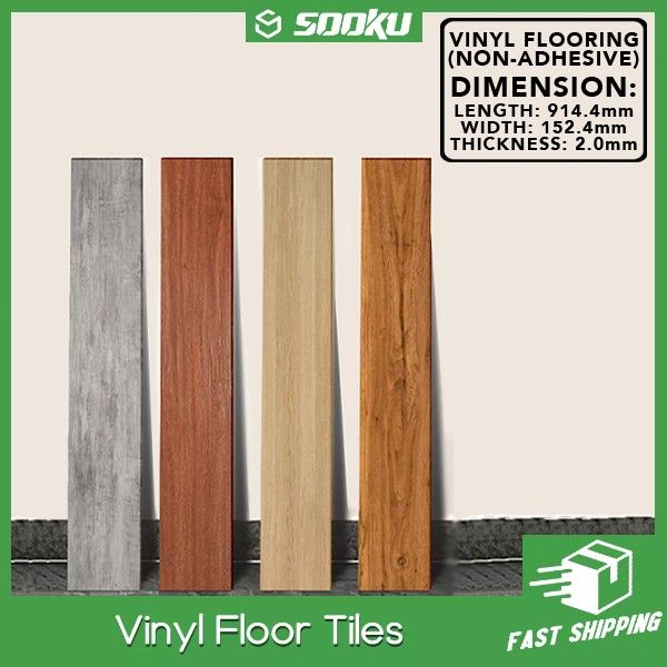 Sooku 3D Vinyl 91x15cm 2mm thick Wood Grain Floor Stickers in Modern ...