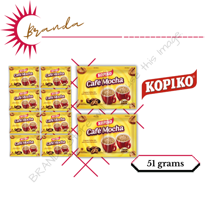 Kopiko Cafe Mocha 3in1 Coffee - Twin Pack 51g x 10 Sachets Creamy ...