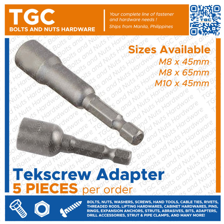 5PCS Tekscrew Adapter M8 M10 Magnetic Adaptor Holder Bit / Nut Setter ...