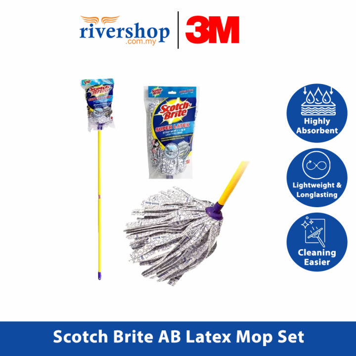 3M Scotch Brite Ab Latex Mop Set (Mop Head + Handle) | Lazada