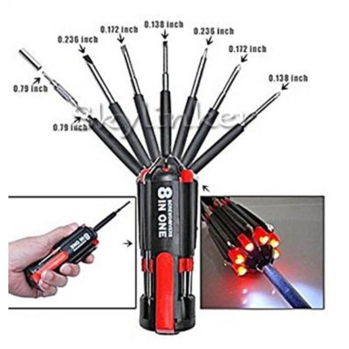 8 in 1 screwdriver w/LED Flashlight hardware | Lazada PH